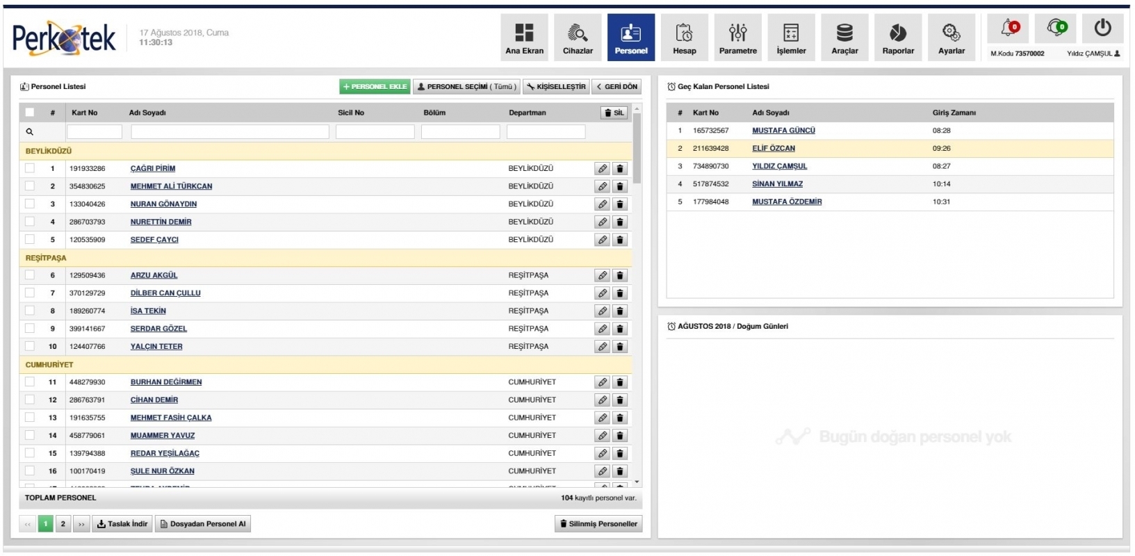 Web PDKS Programı - Perkotek